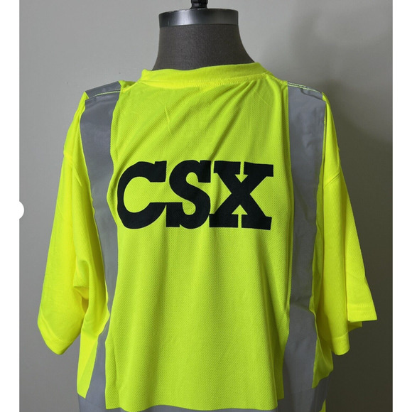 CSX | Shirts | New Csx Neon Hires Safety Neon Yellow Rail Train Tee ...